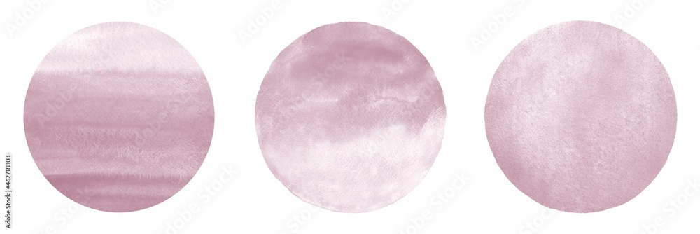 Light mauve, pale purple watercolor circles with gradient stains set ...