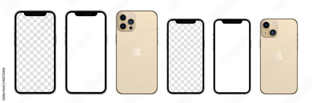 New iPhone 13, Pro Max, Mini Mock-up. Vector realistic iphone screen ...