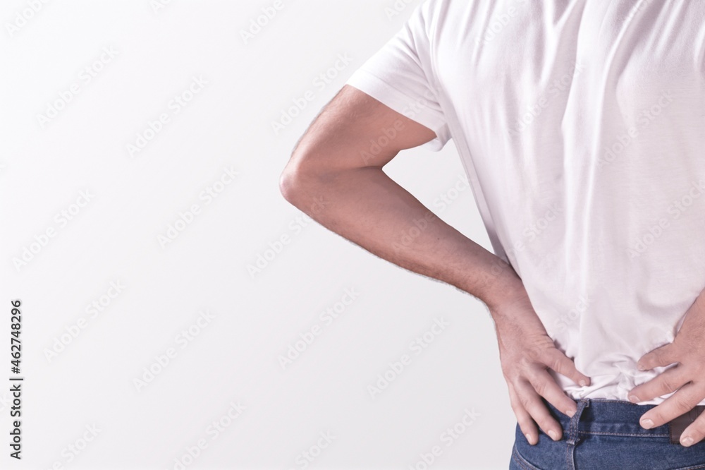 A young human with hip and spine problems, back hip pain, people with ...