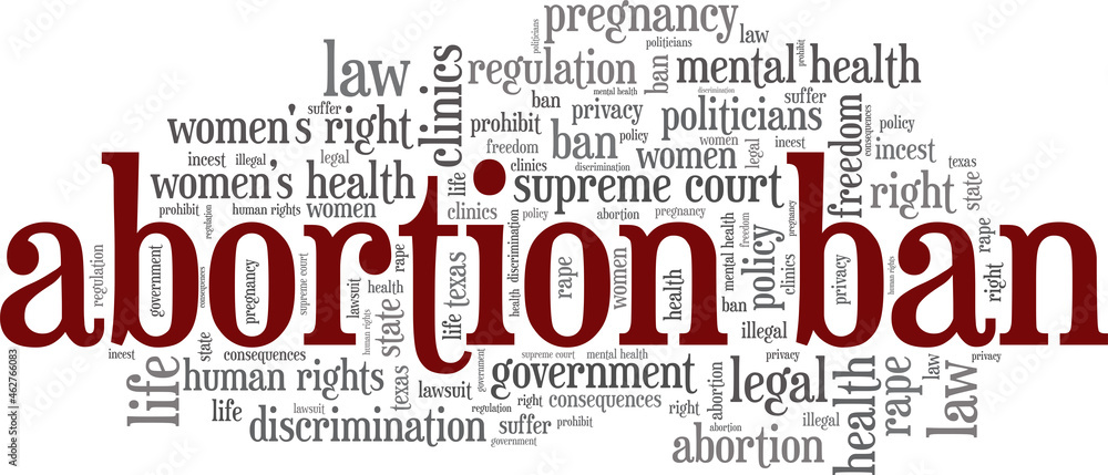 Abortion Ban vector illustration word cloud isolated on white ...