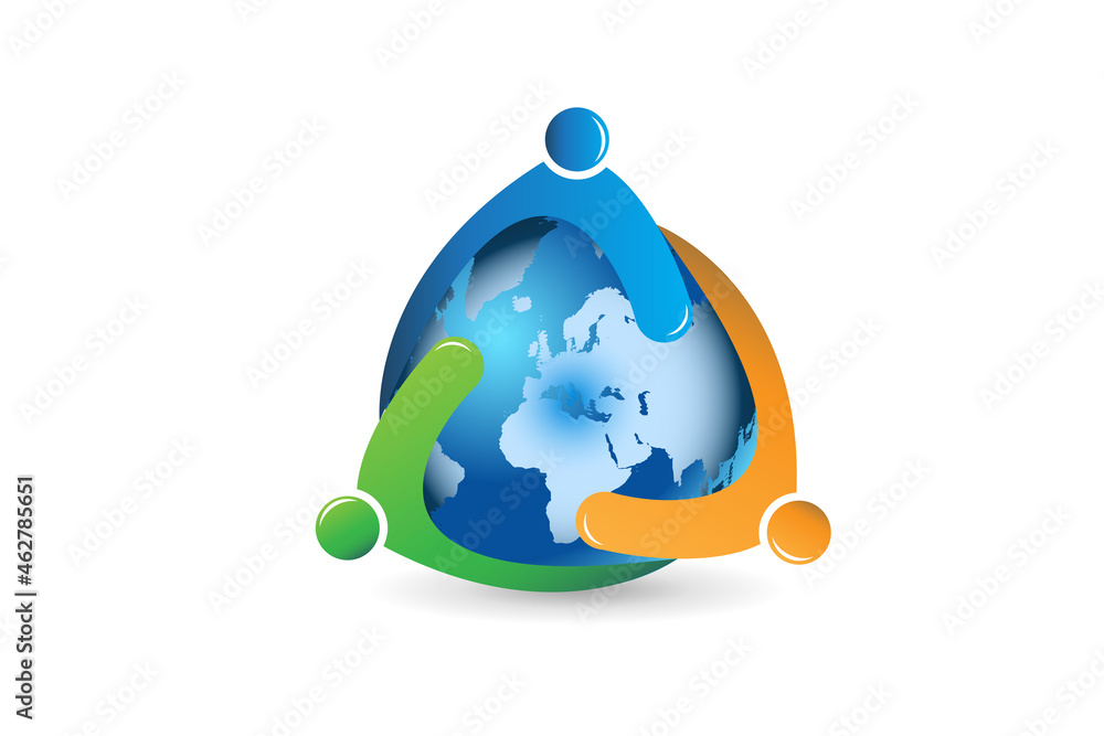 Logo teamwork people partnership group meeting innovative social media ...