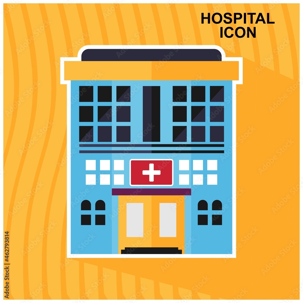 Hospital Flat Colored Icon. architectural design of a hospital building ...