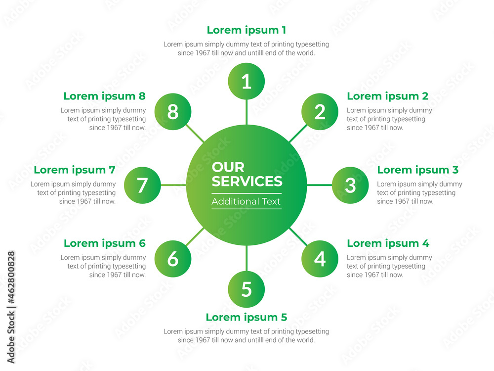 8 points circular infographic element template with number icons and ...