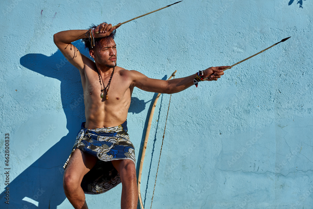 Tribal man with his traditional arch and arrows, Lubango, Angola Stock ...