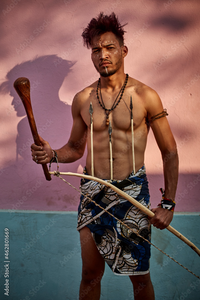 Tribal man with his traditional arch and arrows, Lubango, Angola Stock ...