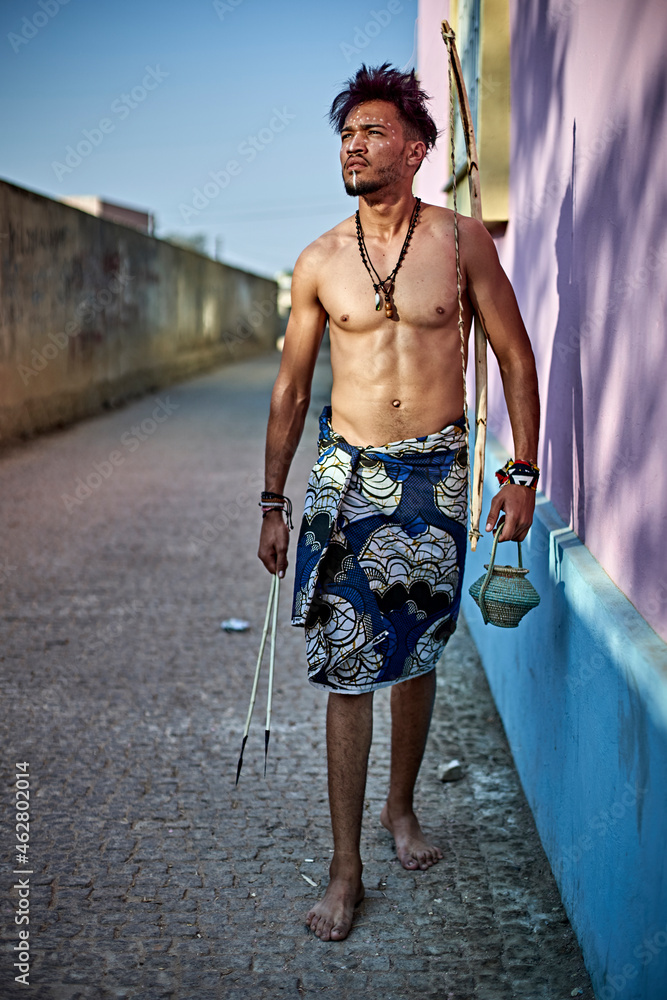 Tribal man with his traditional arch and arrows, Lubango, Angola Stock ...