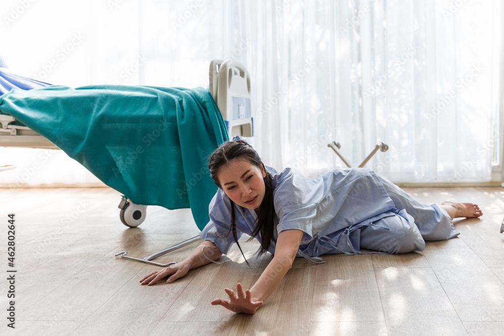 Female patient with salt water and medical drip intravenous needle ...