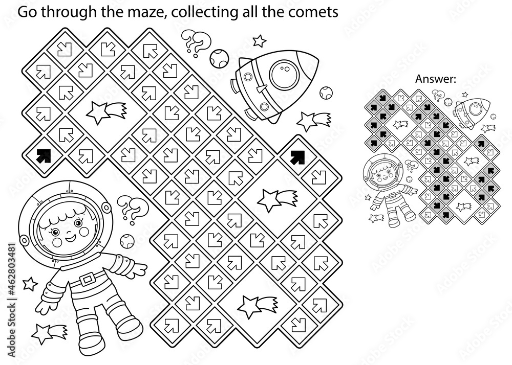 Maze or Labyrinth Game. Puzzle. Coloring Page Outline Of cartoon ...