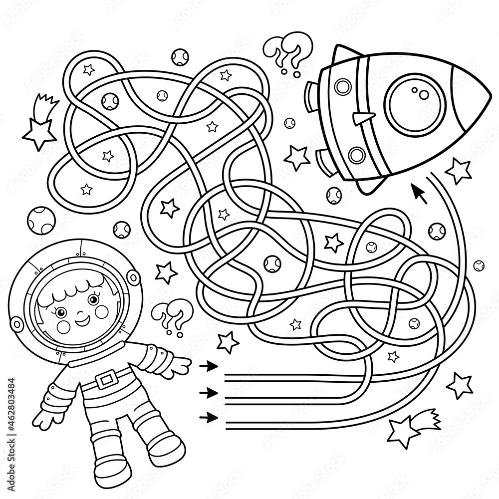 Maze or Labyrinth Game. Puzzle. Coloring Page Outline Of cartoon ...