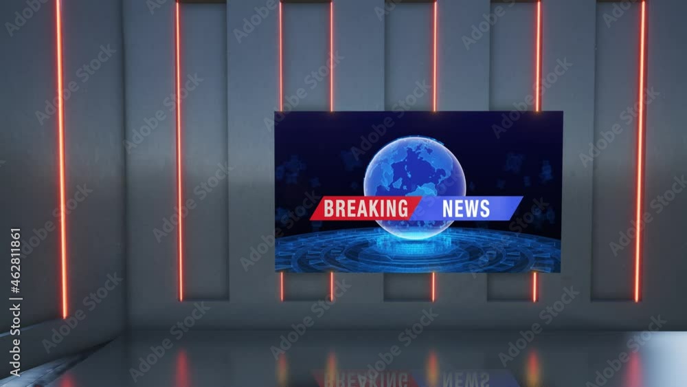 3D virtual news studio with news background Loop 4k Stock Video | Adobe ...
