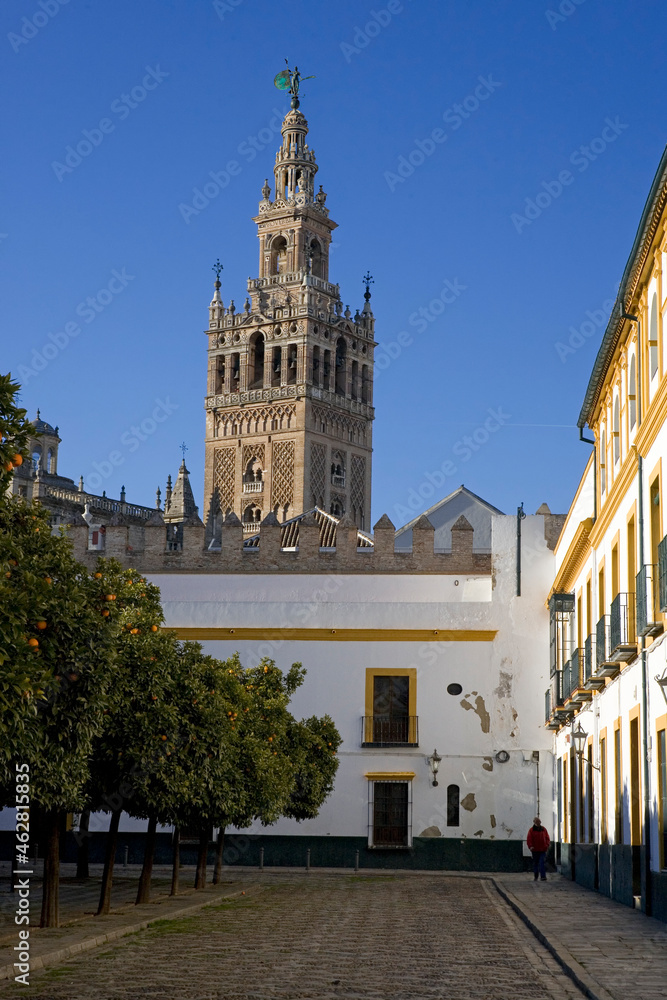 The famous Giralda, the bell tower of Seville Cathedral, built as the ...