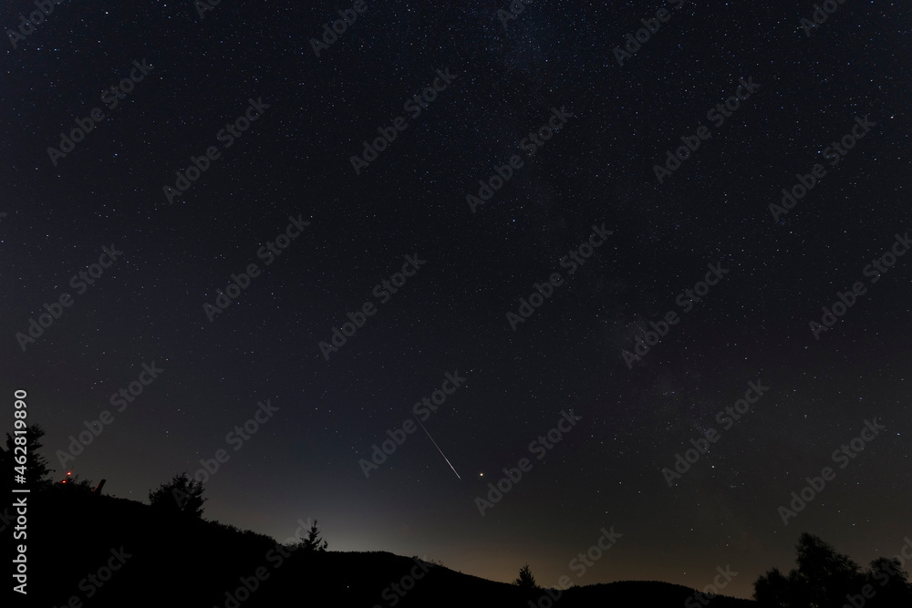 Germany, Hochtaunuskreis, Grosser Feldberg, Perseids meteor Stock Photo ...