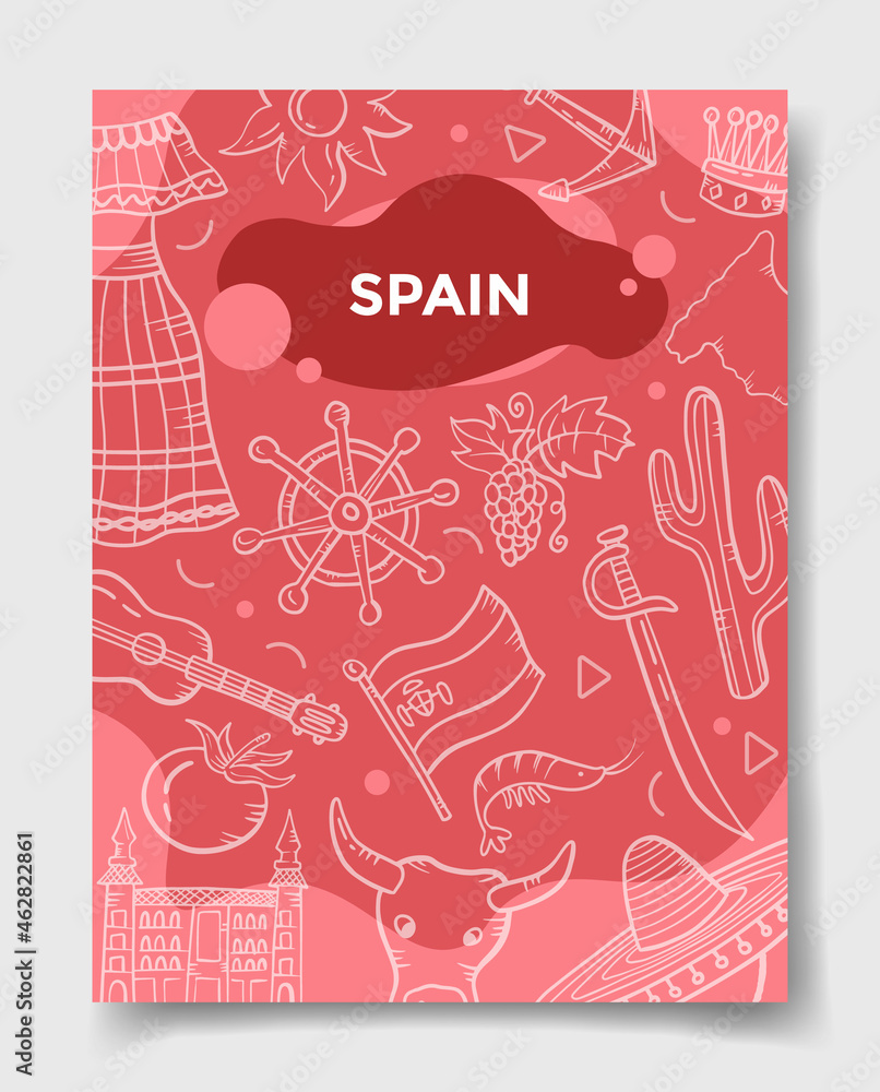spain country nation with doodle style for template of banners, flyer ...