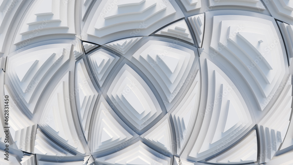 White, Tech Background with a Geometric 3D Structure. Clean, Stepped ...