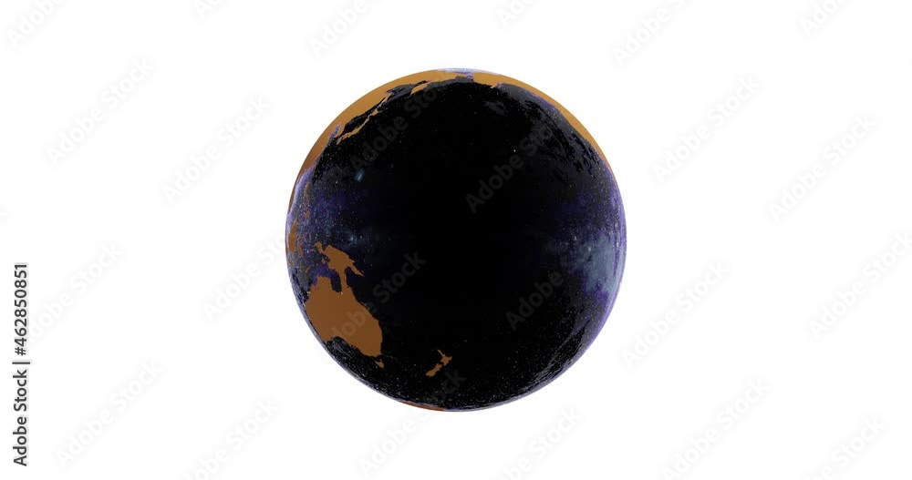 Globe icon with smooth shadows and white map of the continents of the ...