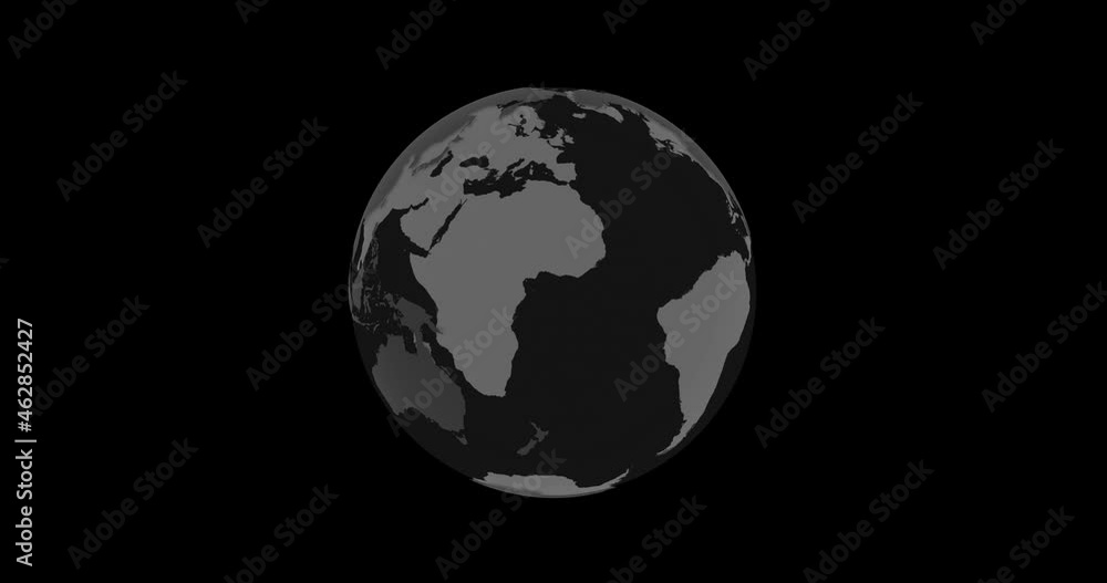 Globe icon with smooth shadows and white map of the continents of the ...