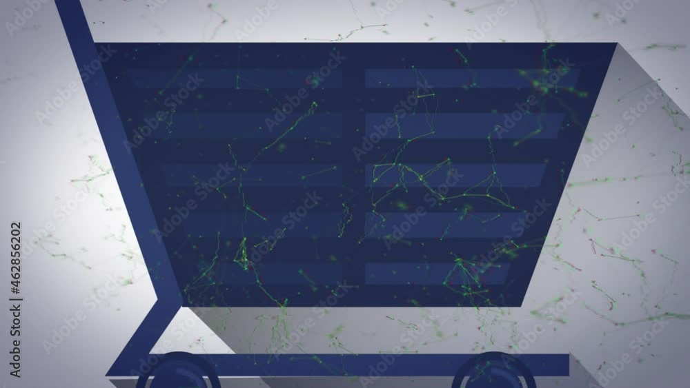 Animation of flashing qr code and online shopping trolley icon with ...