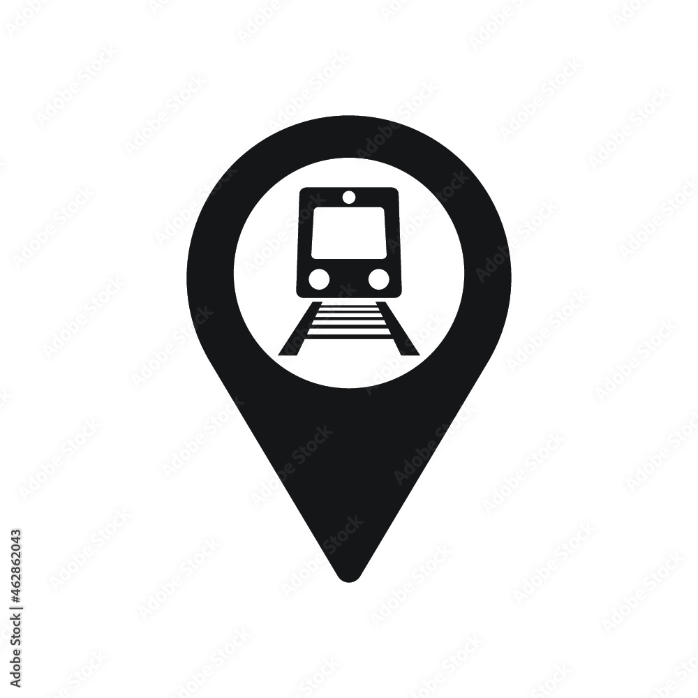 Train station map pin icon. Train station map point symbol Stock Vector ...