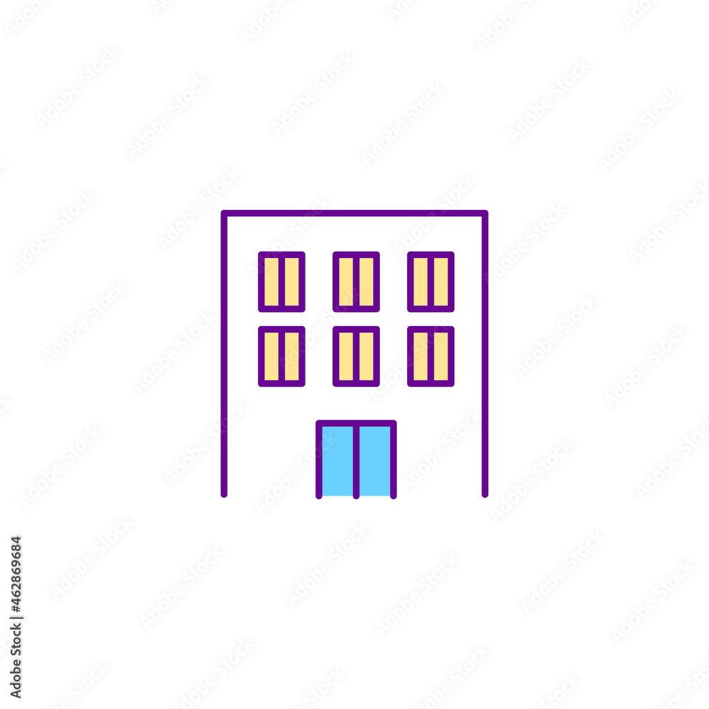 Residential building RGB color icon. Multi story house. Architectural ...