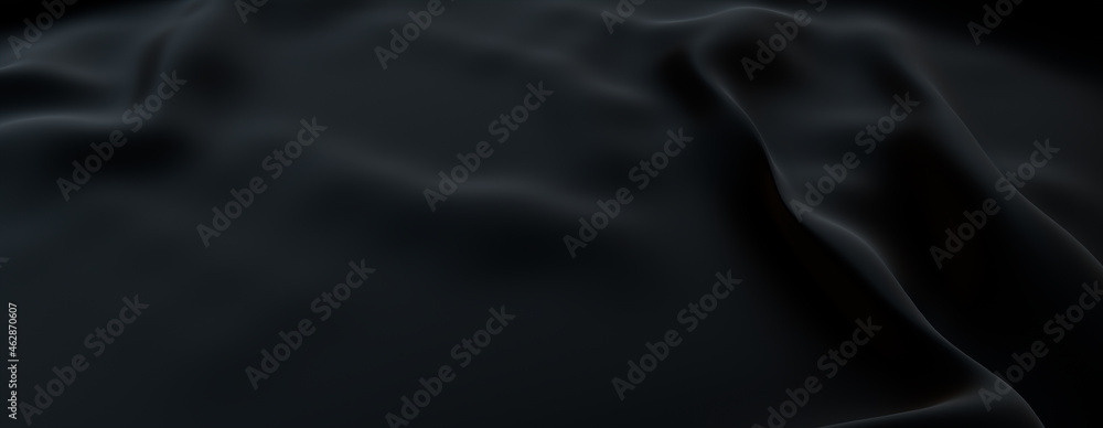 Black Cloth with Ripples and Folds. Smooth Surface Background. Stock ...