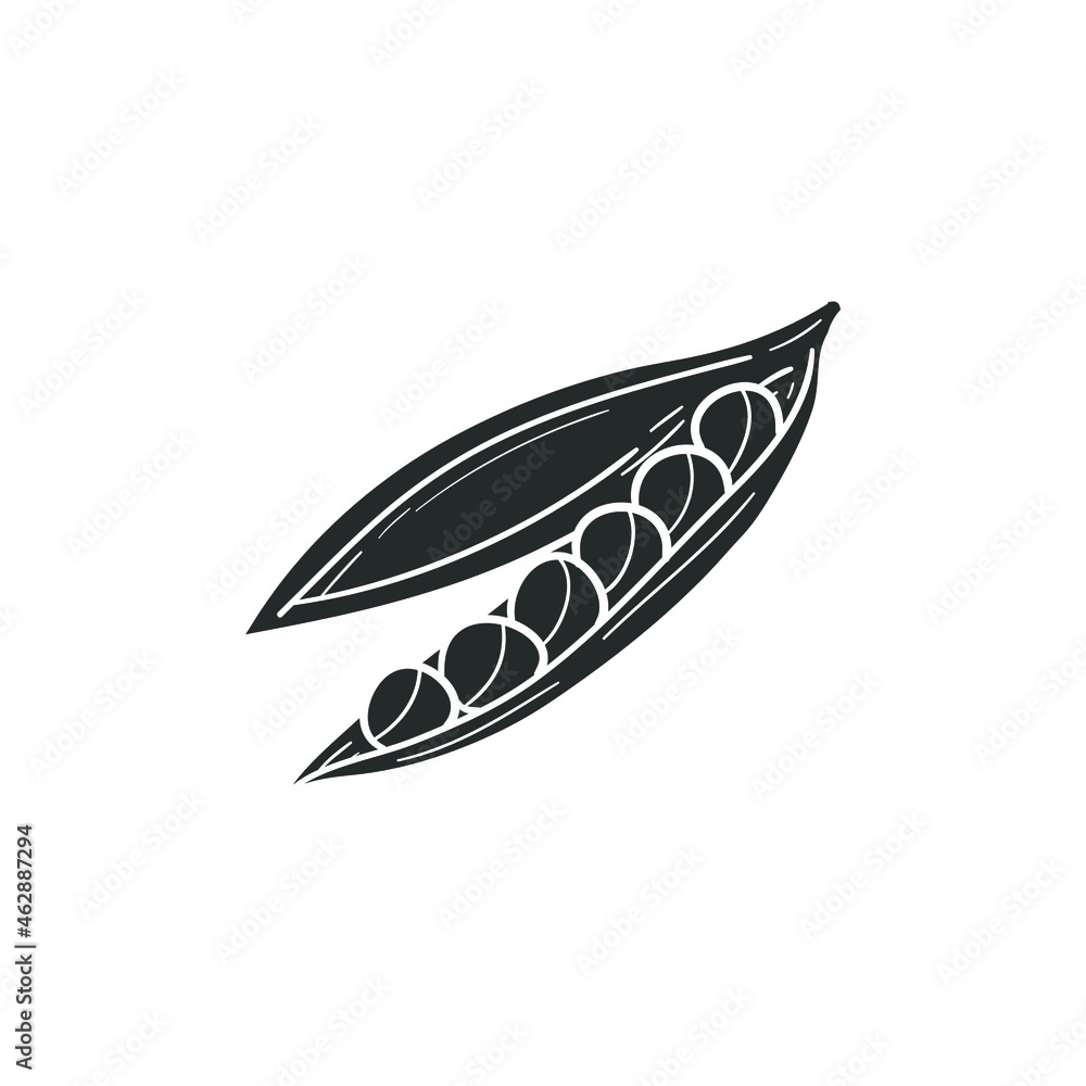 Green Peas Icon Silhouette Illustration. Legume Bean Vector Graphic ...