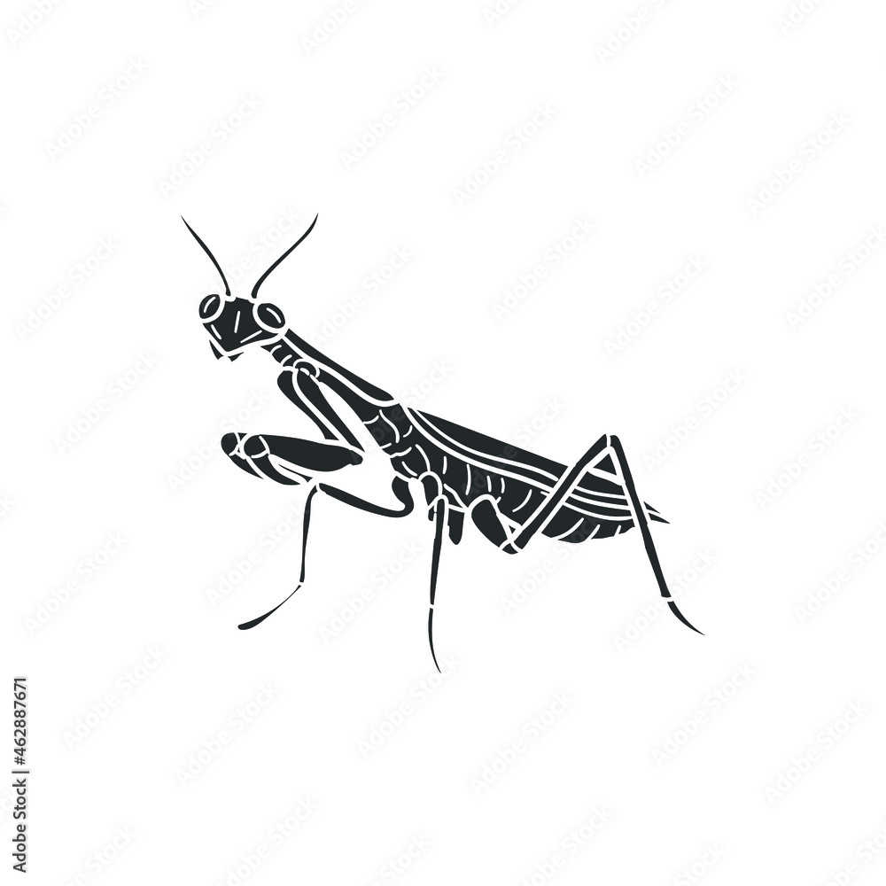 Praying Mantis Icon Silhouette Illustration. Insect Animal Vector ...