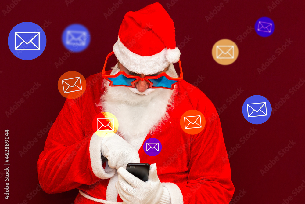 Santa Claus getting attention on social media. Santa Claus sends or ...