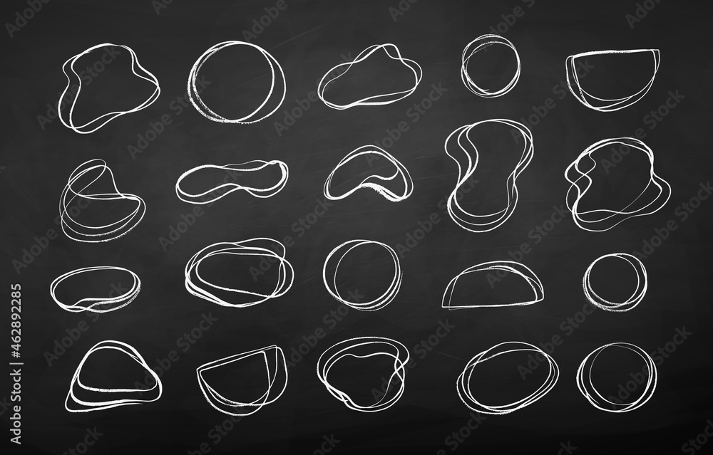 Collection of chalk drawn line art shapes Stock Vector | Adobe Stock