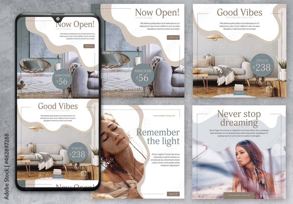 Promotion Social Media Post with Neutral Accents Stock Template | Adobe ...