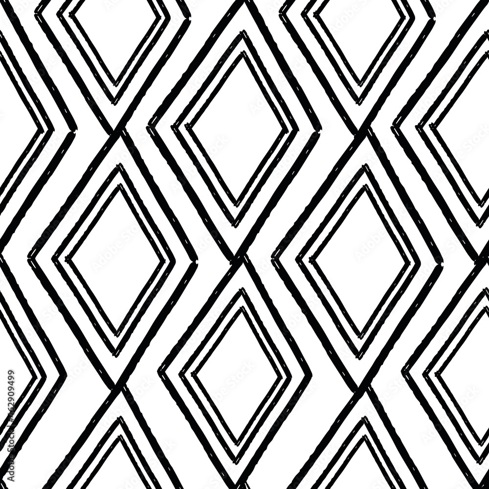Vector Black and white geometric seamless pattern design. Triangles ...
