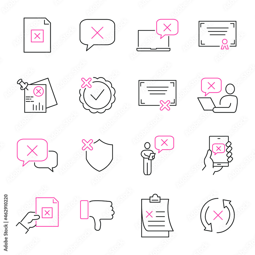 Reject icons set. Reject pack symbol vector elements for infographic ...