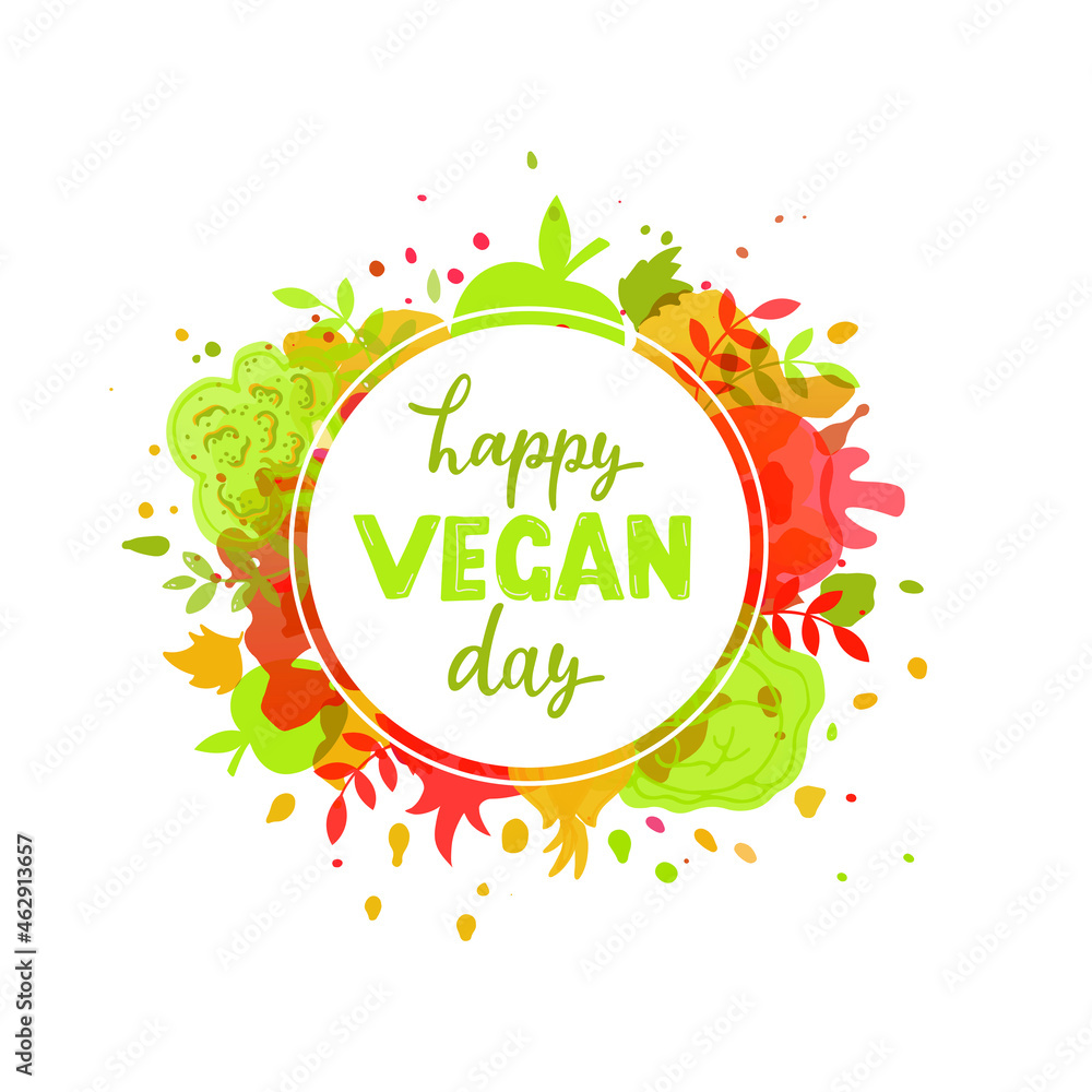 Happy Vegan day handwritten text for World Vegan Day. Template for ...
