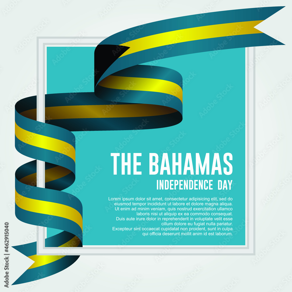 The Bahamas Independence Day. Waving ribbon with Flag of The Bahamas ...