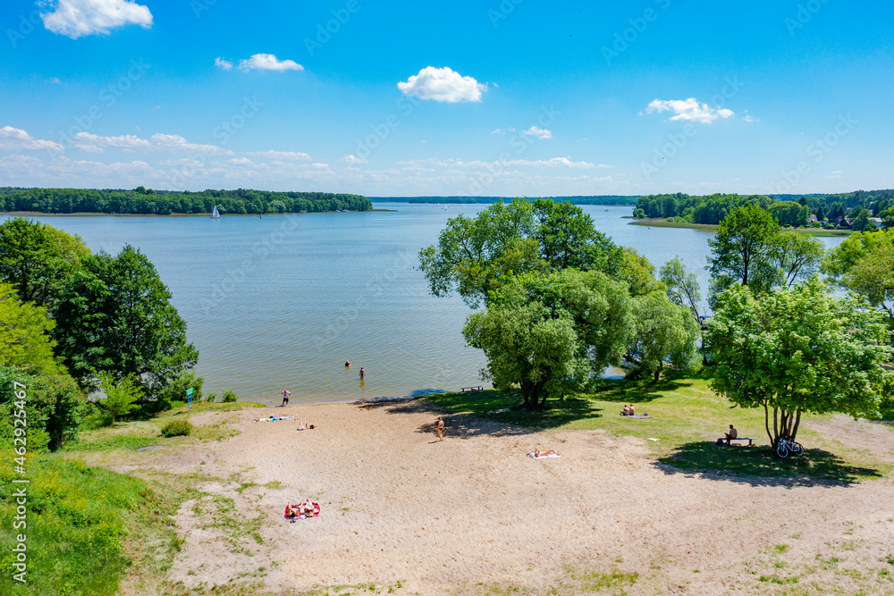 Naklejka jezioro woda żaglówka jacht port przystań siemiany iława plaża ...