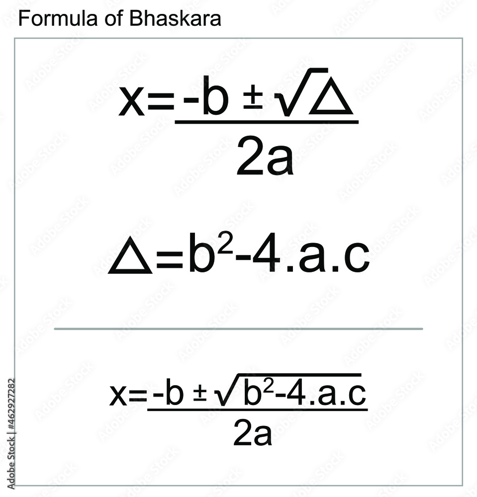 Formula of bhaskara. illustration of the equation. Mathematical ...
