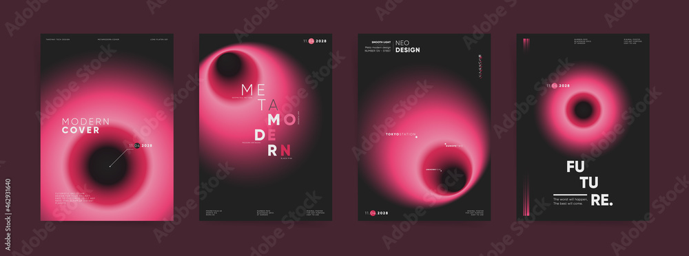 Set of poster covers with color soft circle gradient background. Trendy ...