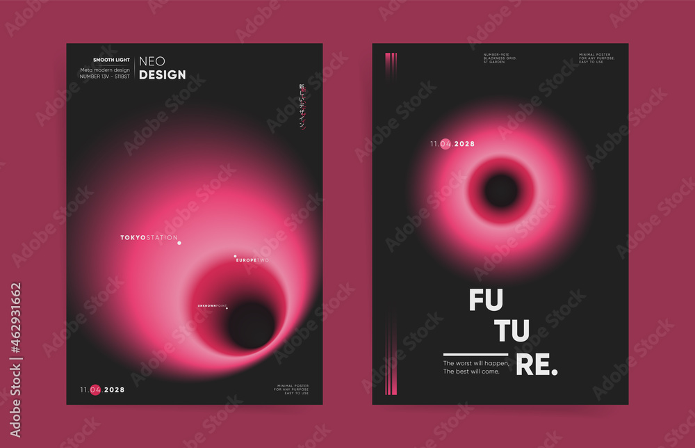 Set of poster covers with cosmos soft circle gradient design. Trendy ...