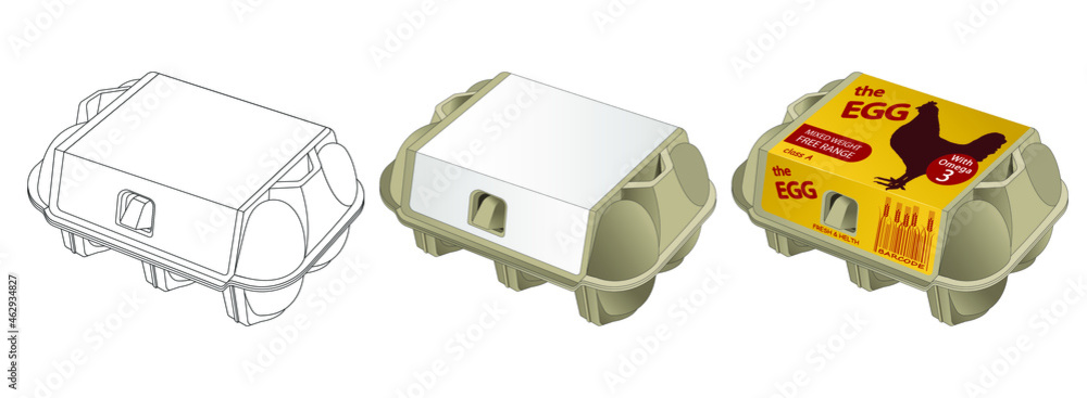 Eggs packaging package pack box vector realistic illustration isolated ...