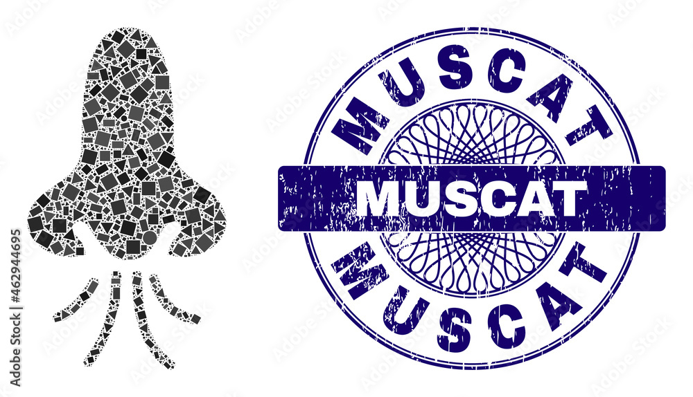 Geometric collage nose snuff, and Muscat textured stamp seal. Violet ...