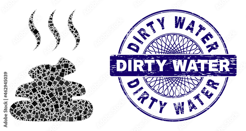 Geometric mosaic shit smell, and Dirty Water dirty stamp seal. Blue ...