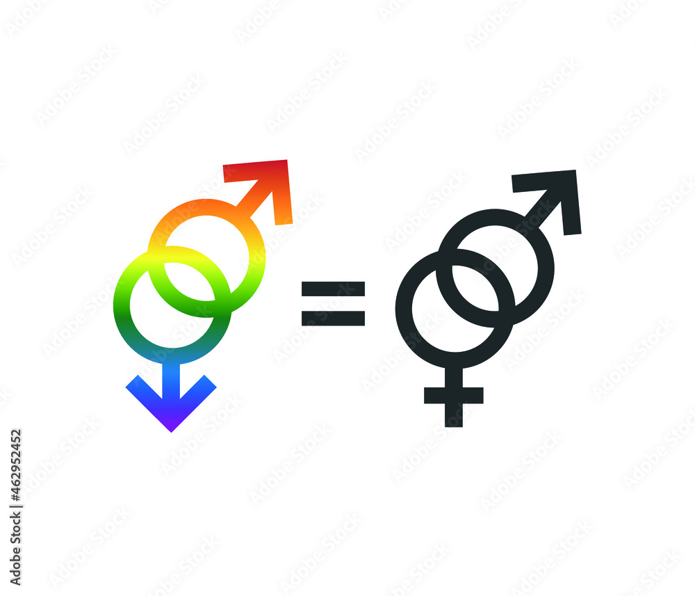 gender equality concept. LGBT rights. Gender symbols, editable vector ...