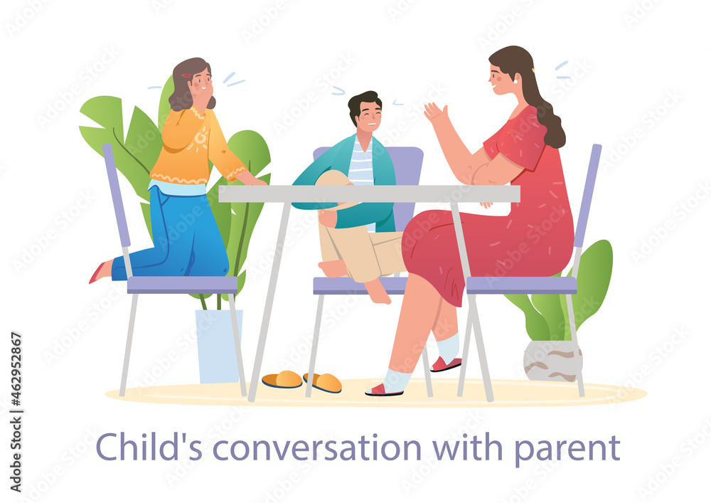 Cheerful mother is spending time with her teenager son and daughter at ...