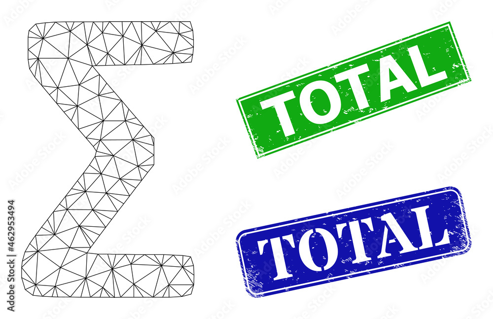 Polygonal Sigma Greek symbol image, and Total blue and green ...