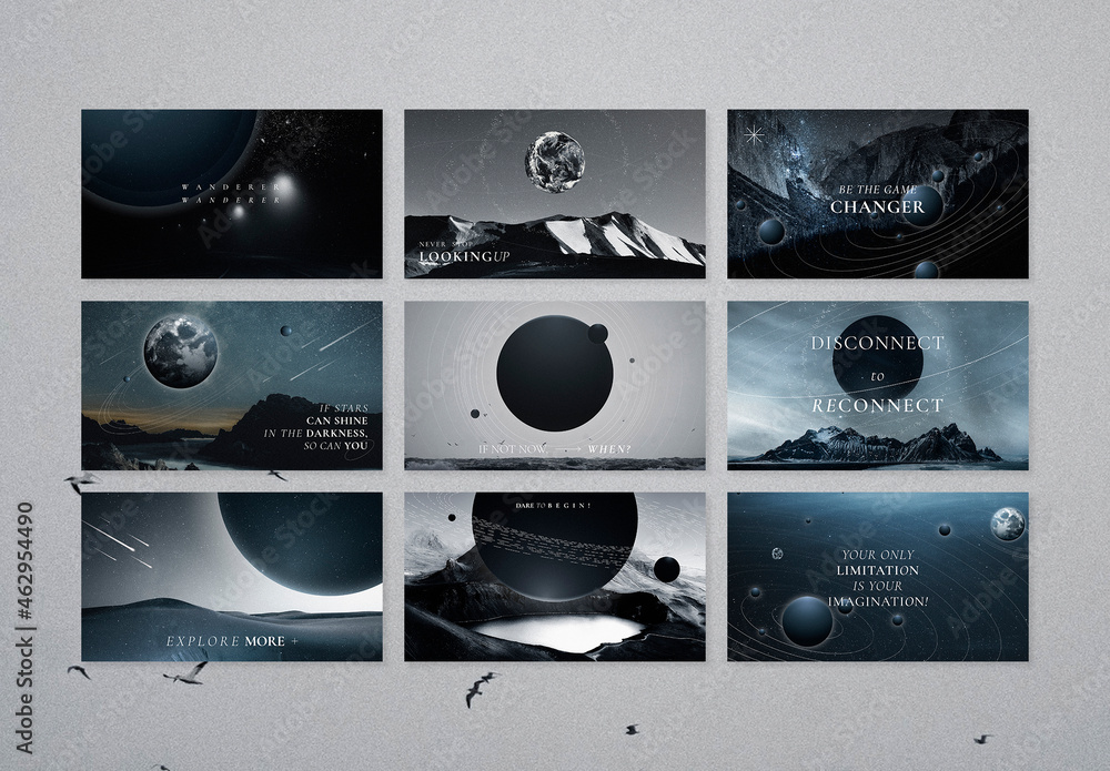 Aesthetic Galaxy Inspirational Layout Set Stock Template | Adobe Stock