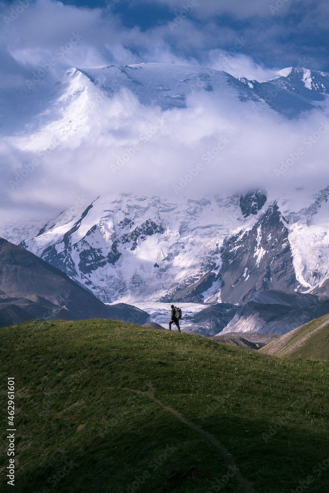 at the foot of Lenin Peak 7134 m above sea level Pamir-Alai mountain ...