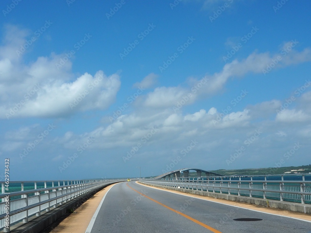 Beautiful long Irab bridge in miyako island, Okinawa, Japan Stock Photo ...