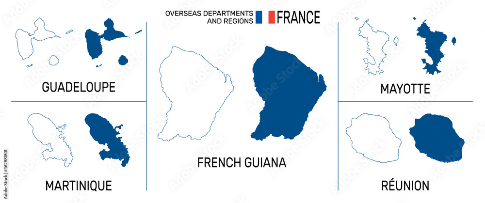 Poster Map of overseas departments and regions of France – Wall Art ...