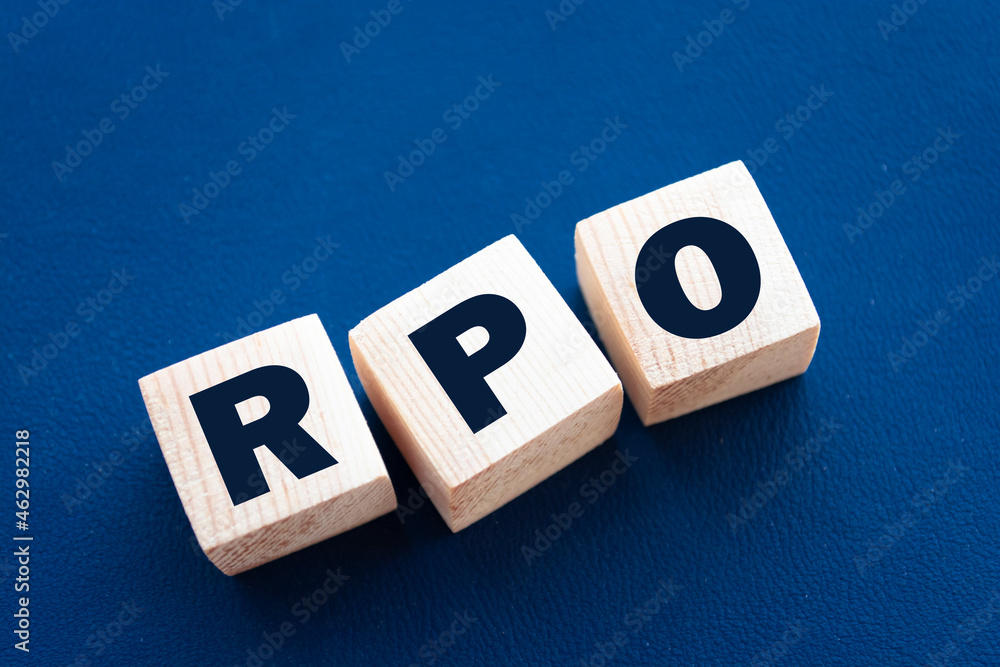 RPO symbol. Wooden cubes with word 'RPO - recruitment process ...