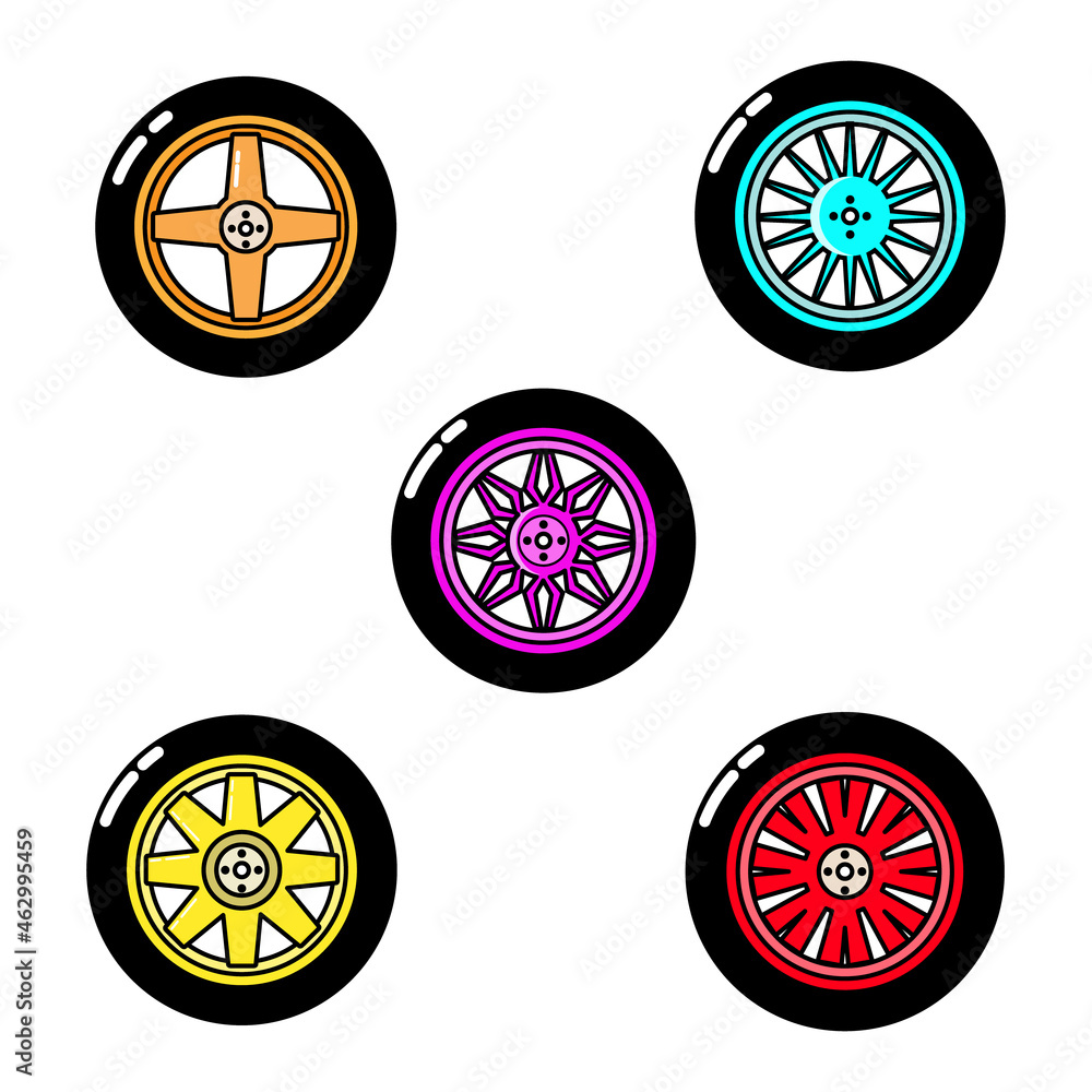 Vector graphic illustration of various types of car rims Stock Vector ...