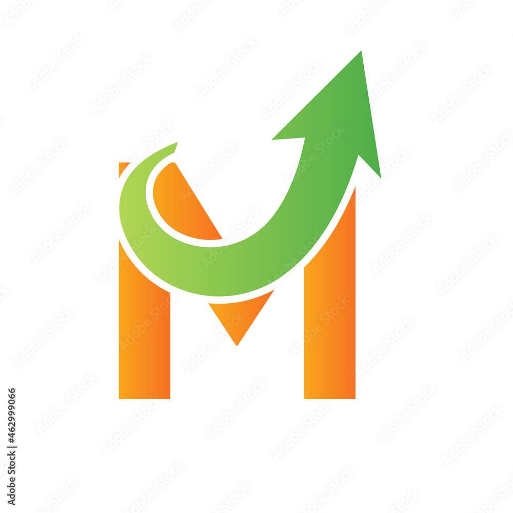 Financial Marketing Logo On Letter M, Initial Growth Arrow Concept ...